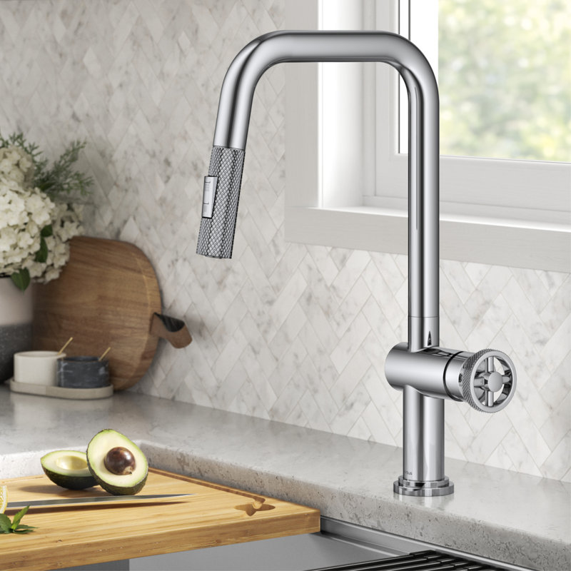 Kraus Urbix Industrial Pull-Down Single Handle Kitchen Faucet & Reviews ...
