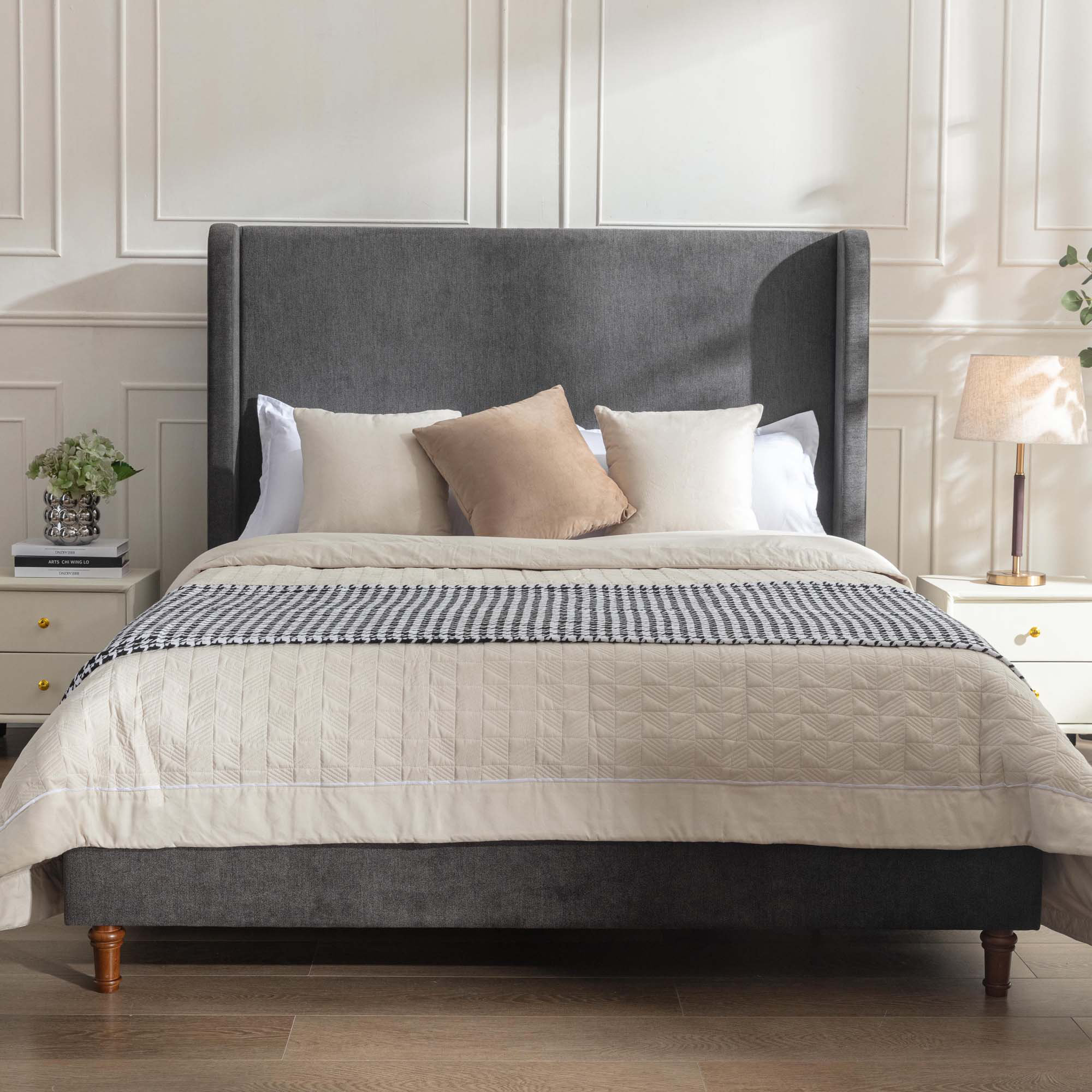 Latitude Run® Contemporary Upholstered Platform Bed With Wingback ...
