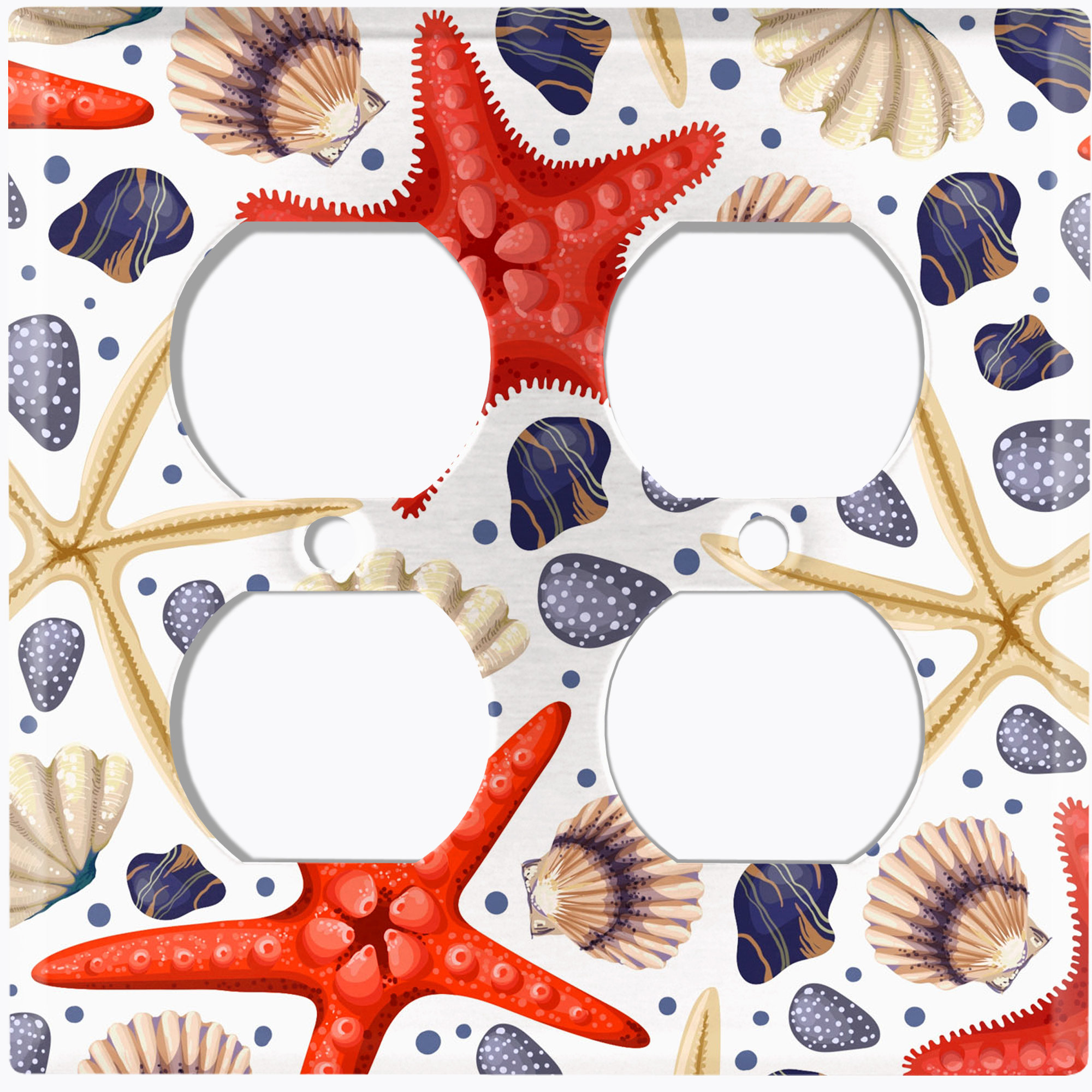 WorldAcc Star Fish Beach Clam Shells Sand 2-Gang Duplex Outlet Wall ...