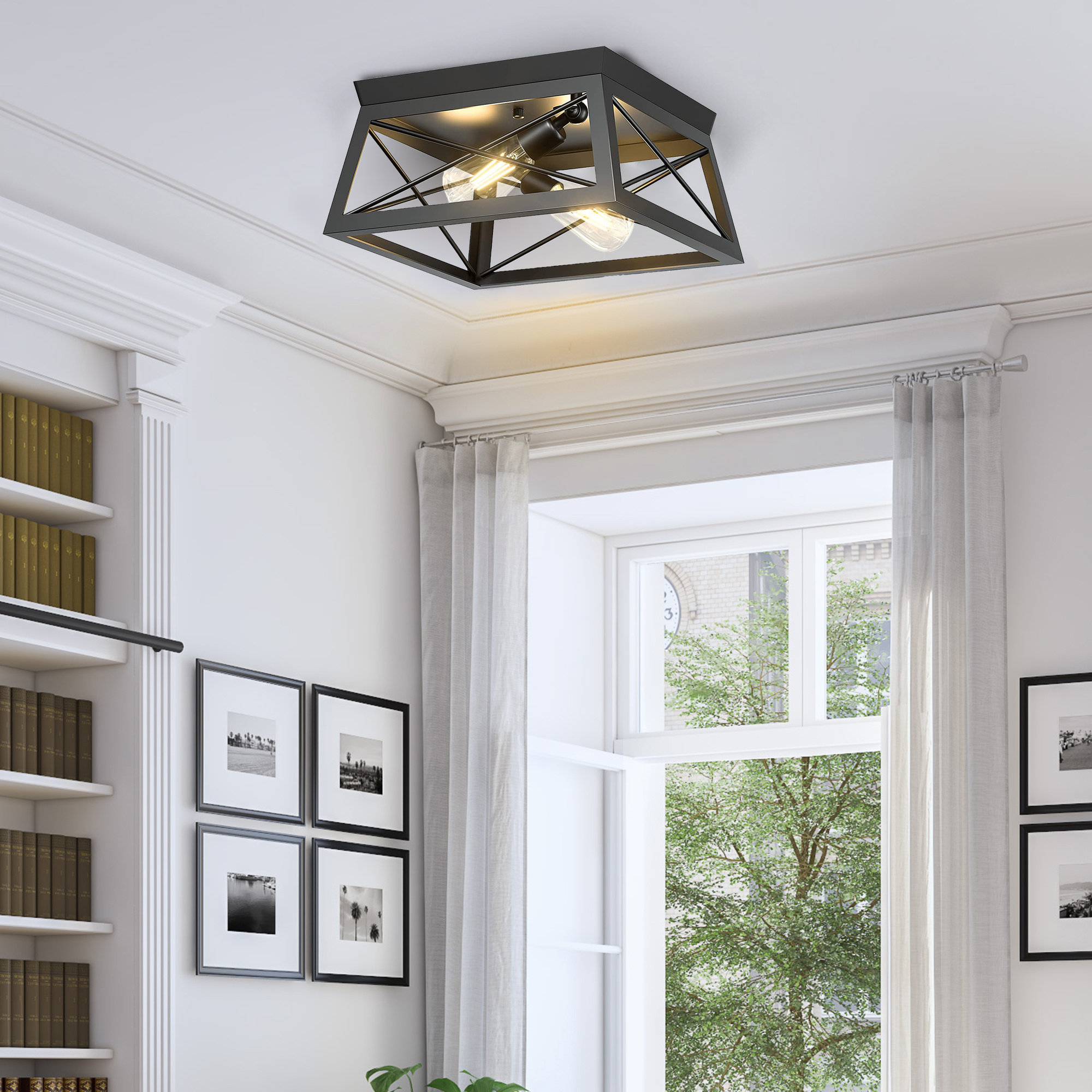 Gracie Oaks Empryss Industrial Style 2 Lights Trapezoid Ceiling Light ...