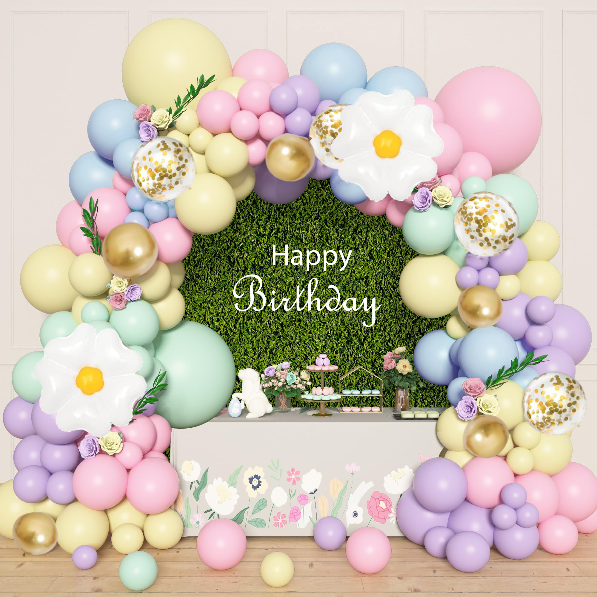 Zeki Shoggy 177Pcs Pastel Balloon Arch Garland Kit Pink Yellow Green ...