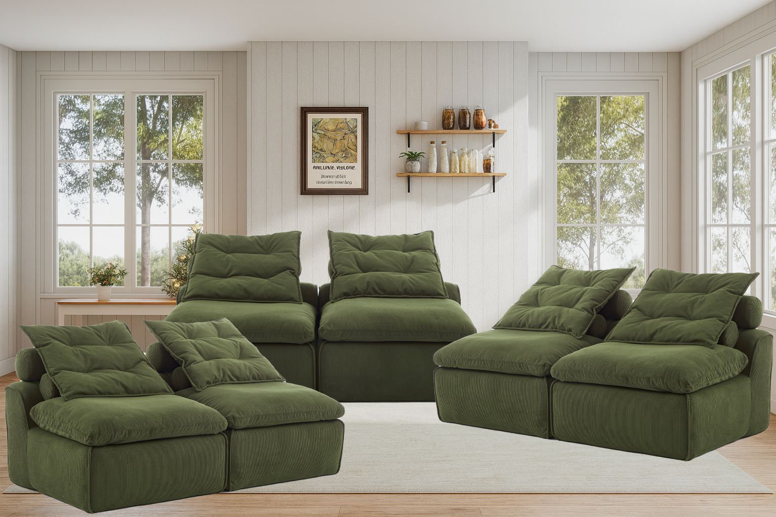 Latitude Run® 6-Piece Modular Armless Sofa Chair Set for bedroom living ...