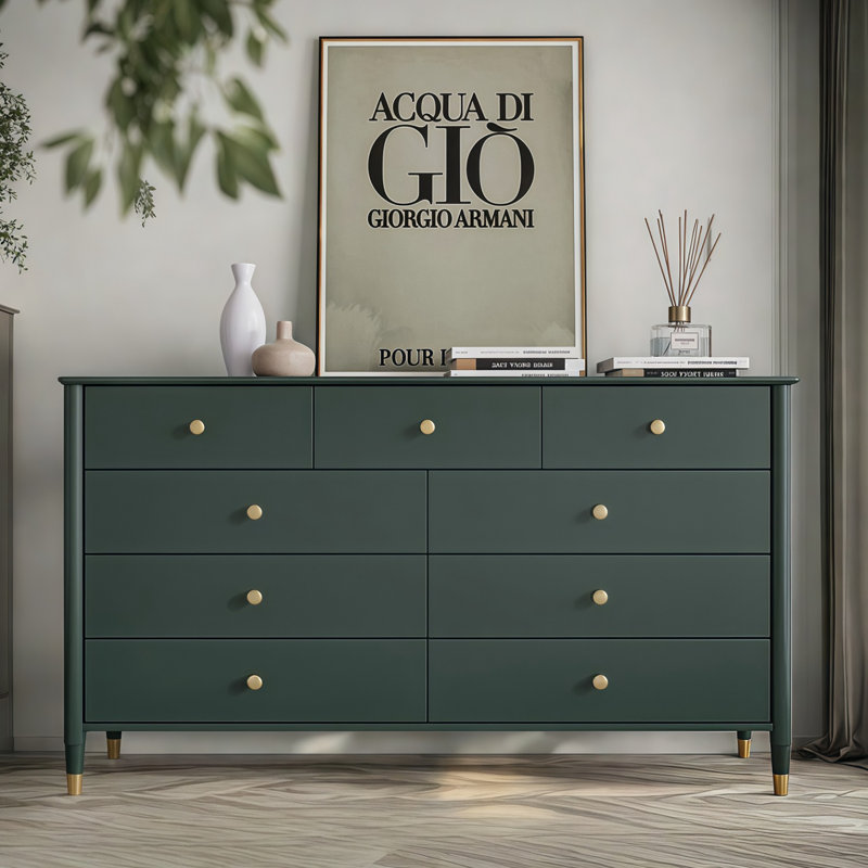 Liu's ink furniture Vintage Green 9-Drawer Storage Cabinet Sideboard ...