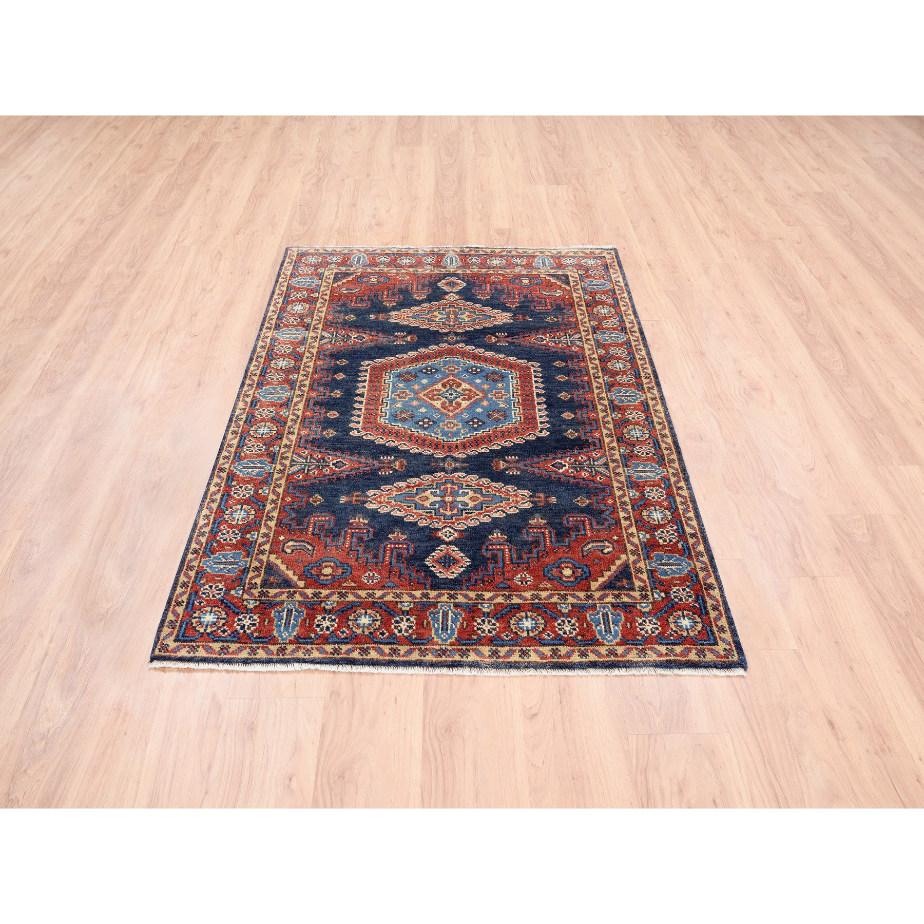 Oriental Rug Galaxy 4''1"X6'' Navy Blue Soft Wool Farsian Viss Design ...