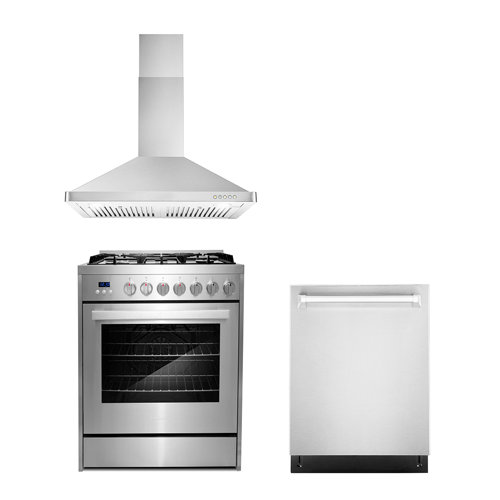 Cosmo 3 Piece Kitchen Appliance Package with 30'' Gas Freestanding ...