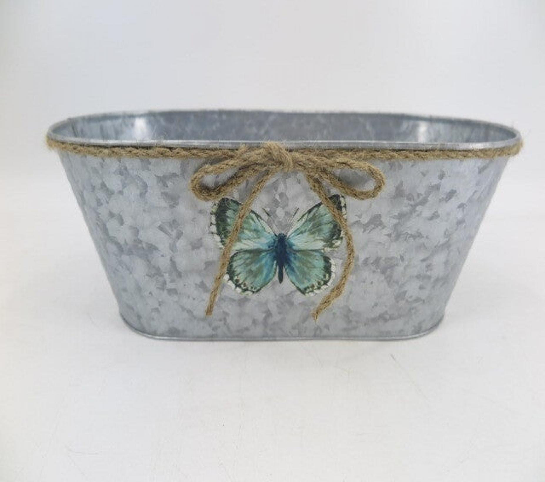 Ophelia & Co. Silver With Green Butterfly Design And Rope Trim Planter ...