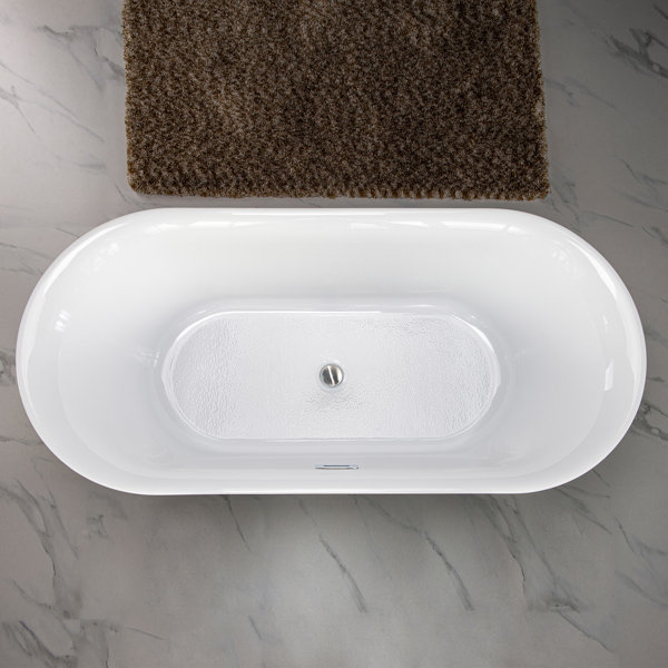 WoodBridge Freestanding Soaking Acrylic Curved Design Bathtub & Reviews ...