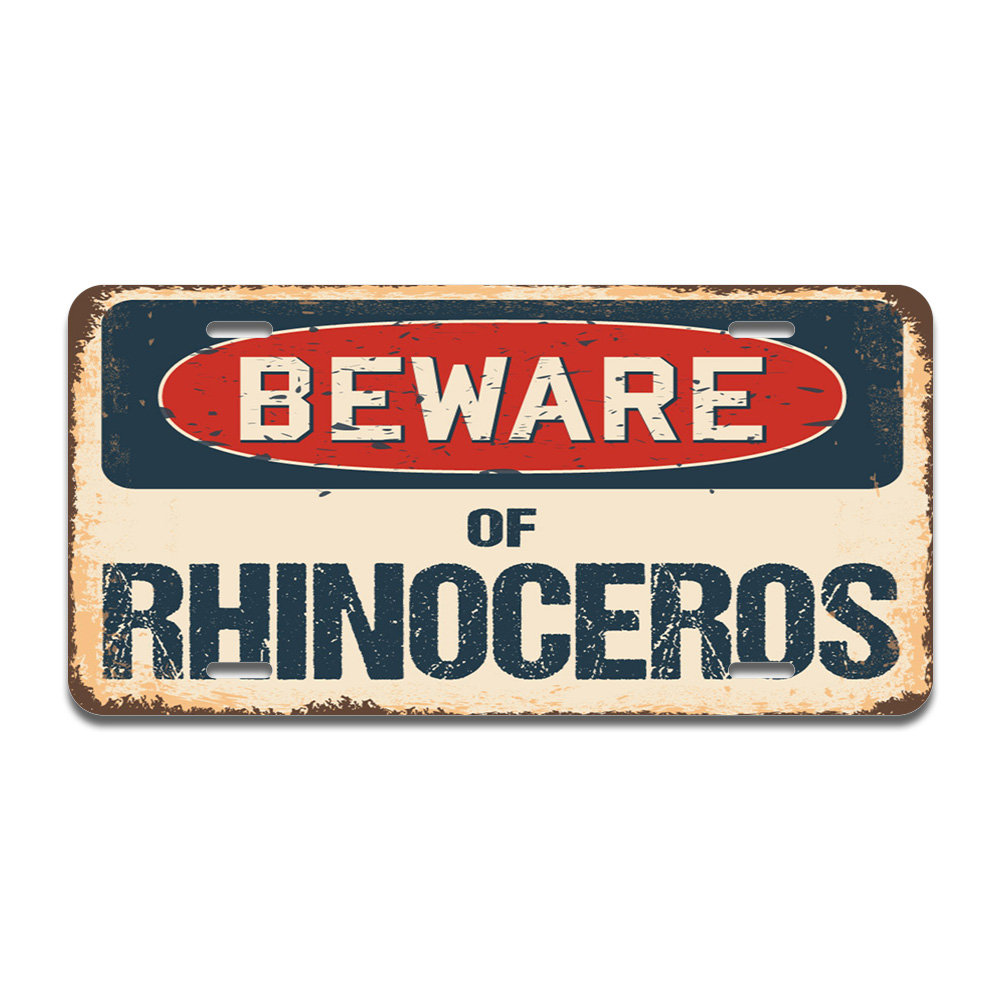 SignMission Beware of Rhinoceros Aluminum Plate Frame | Wayfair