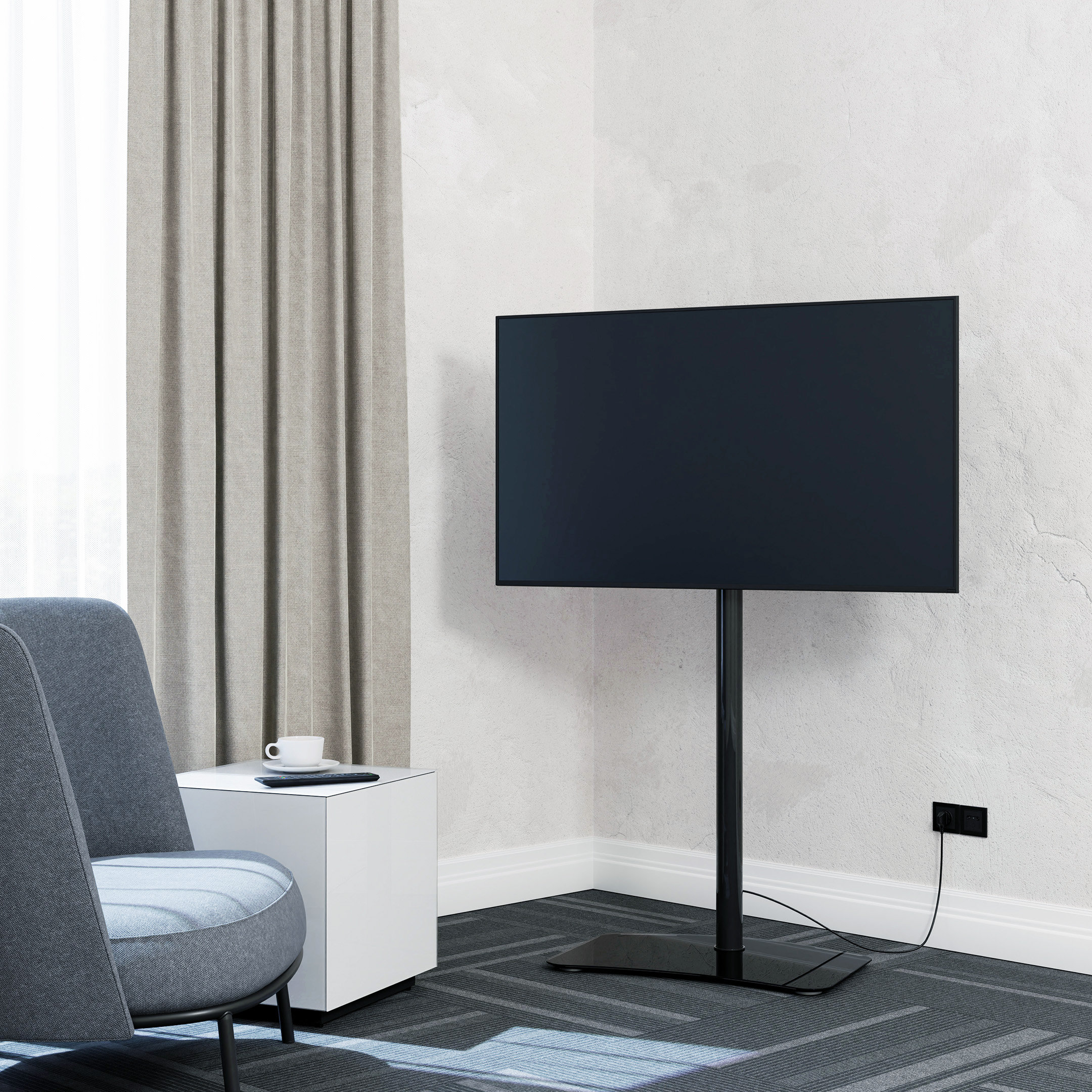 Vicis Trading Modern Swivel Floor Stand Mount with Shelving, Holds up ...