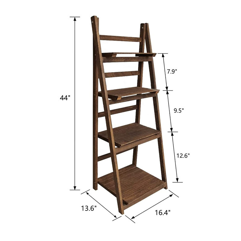 Arlmont & Co. Eri Rectangular Multi-Tiered Foldable Ladder Solid Wood ...