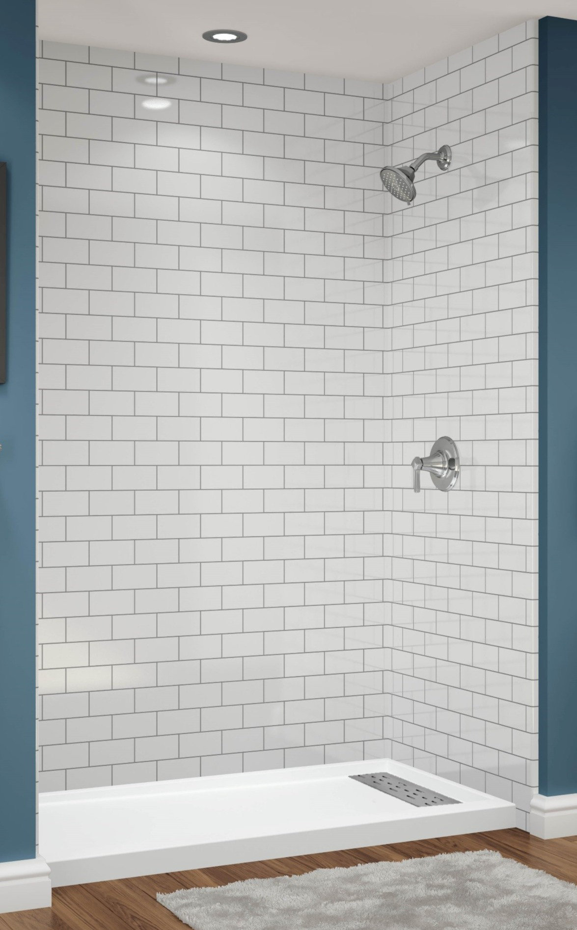 Avora Bath 3x6 Tile White Acrylic Alcove Shower System with Silver ...