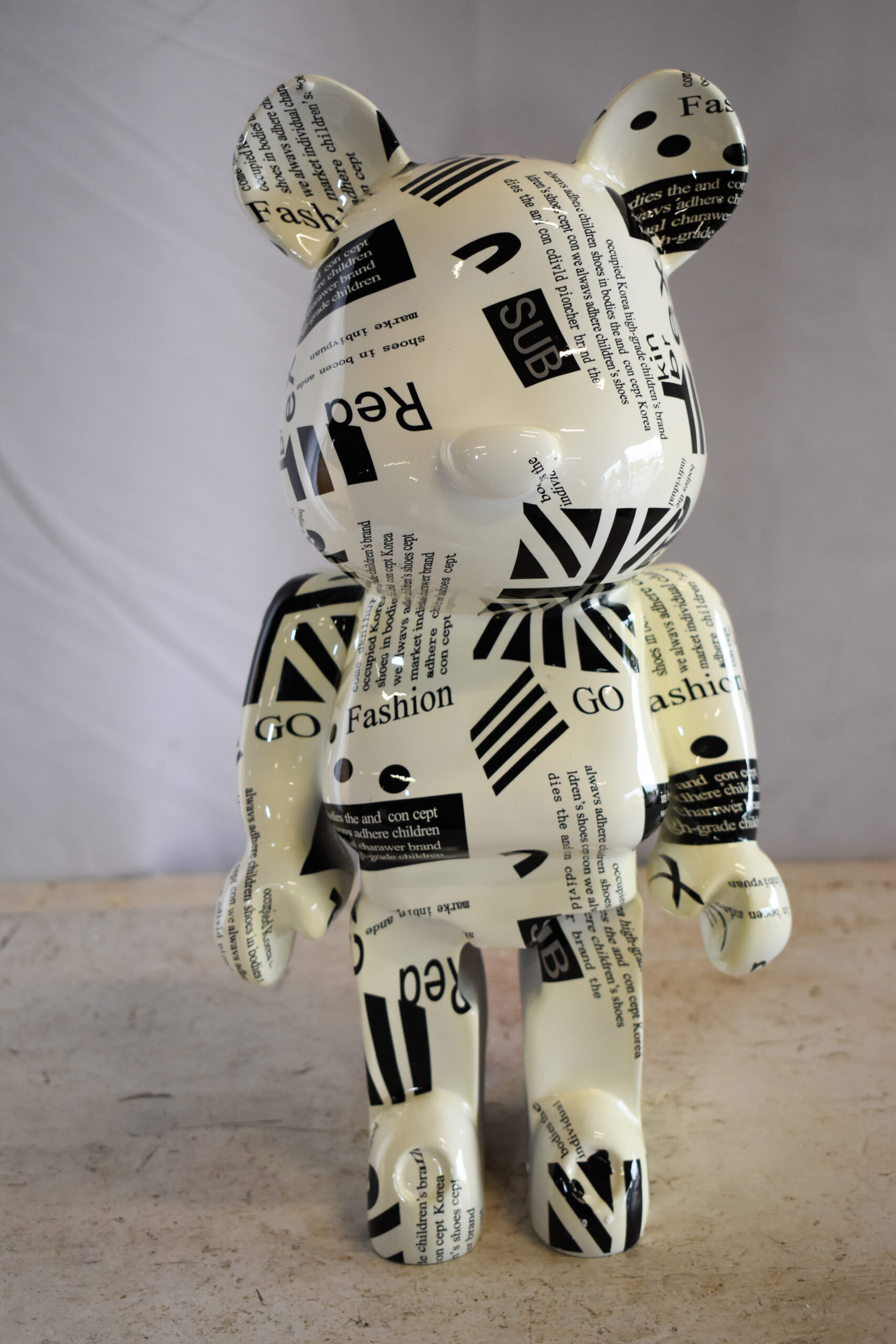 Trinx Maghull Medium Bearbrick Black and White Unique Patterned Resin ...