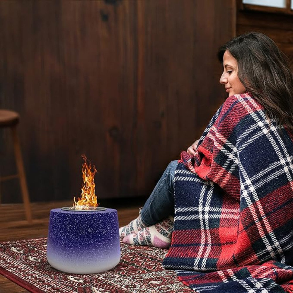 Invenitiah Personal Small Indoor Tabletop Fire Pit, Portable Concrete ...