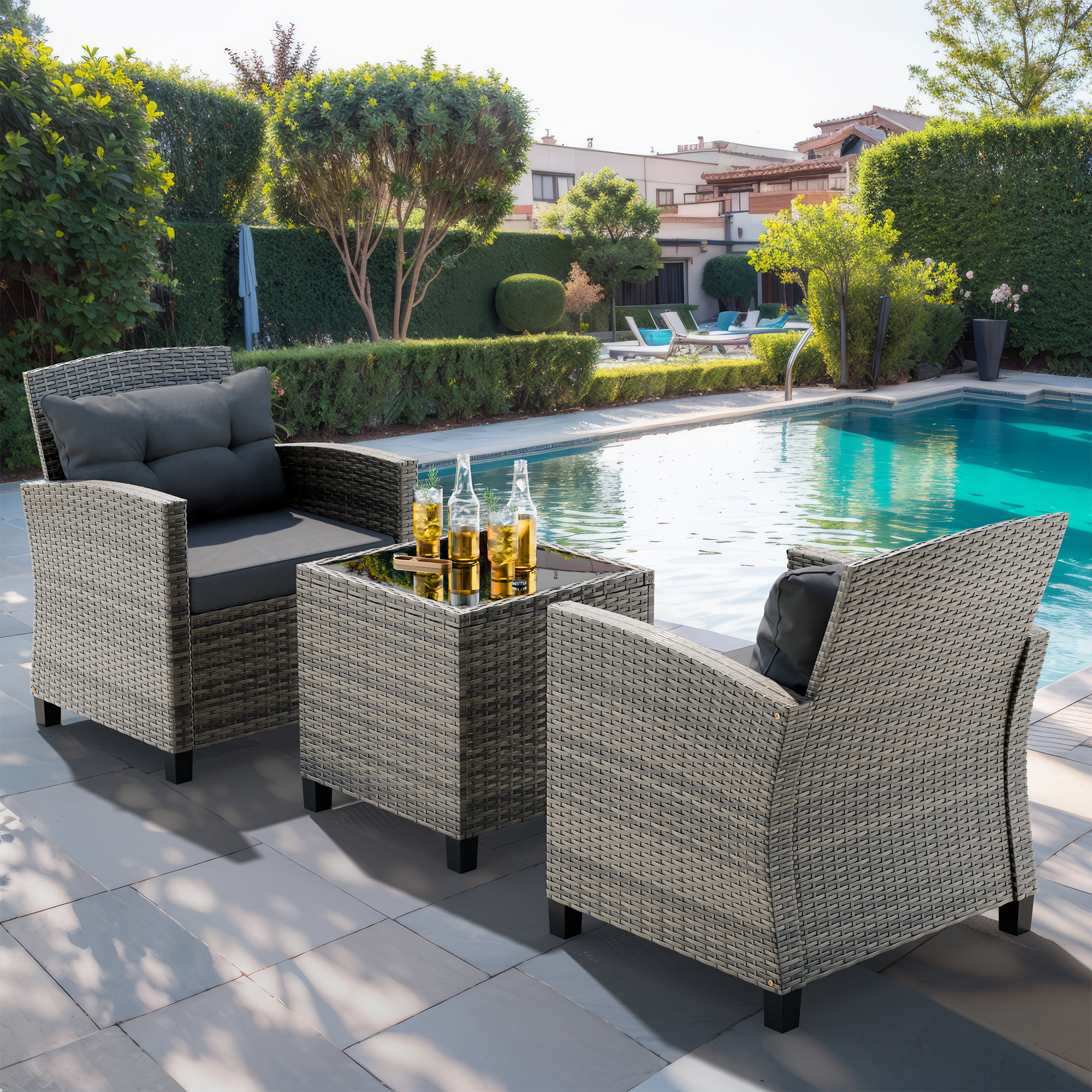 Lark Manor Arlayne 2 - Person Outdoor Seating Group with Cushions ...