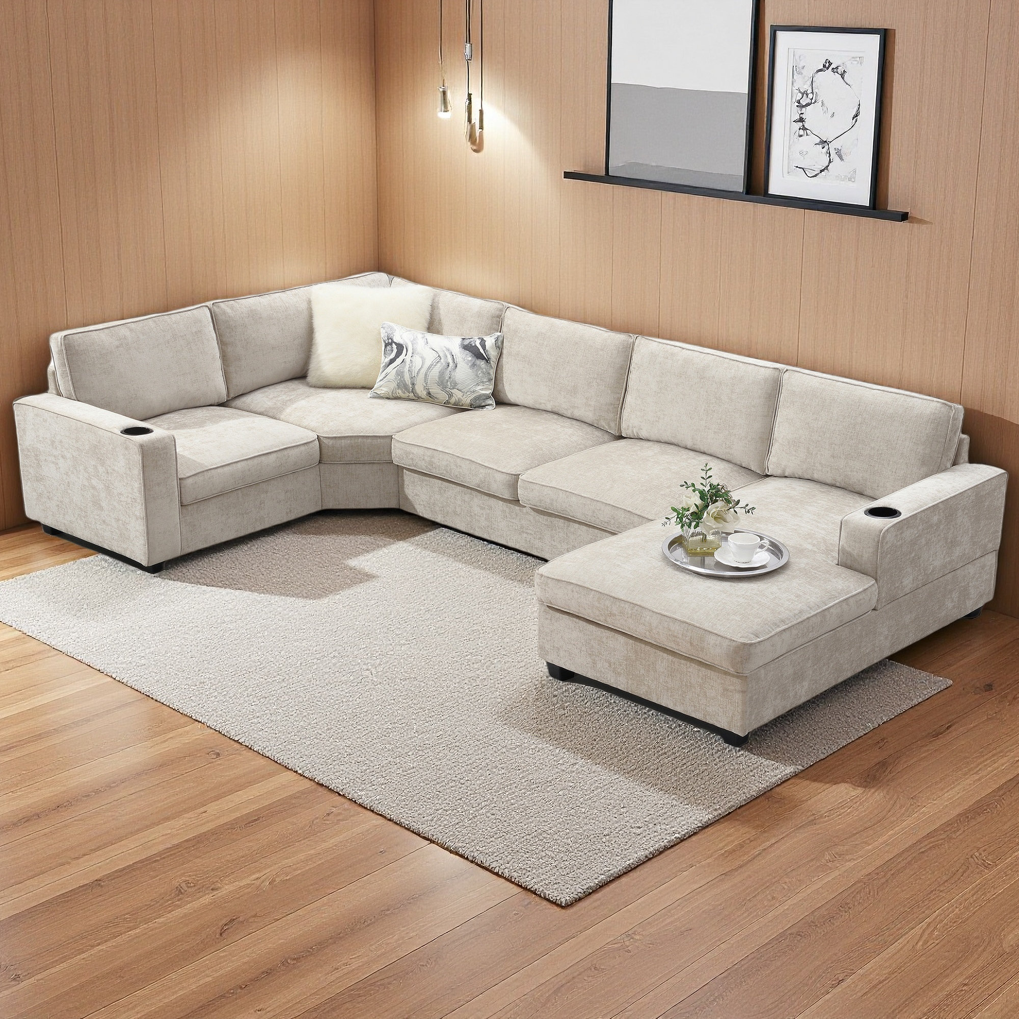 Latitude Run® 119*67" U Shaped Sectional Sofa,6 Seat Chenille Corner ...