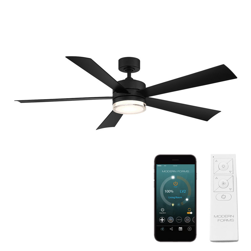 Modern Forms Wynd 5 - Blade Outdoor /Indoor Smart Ceiling Fan with ...