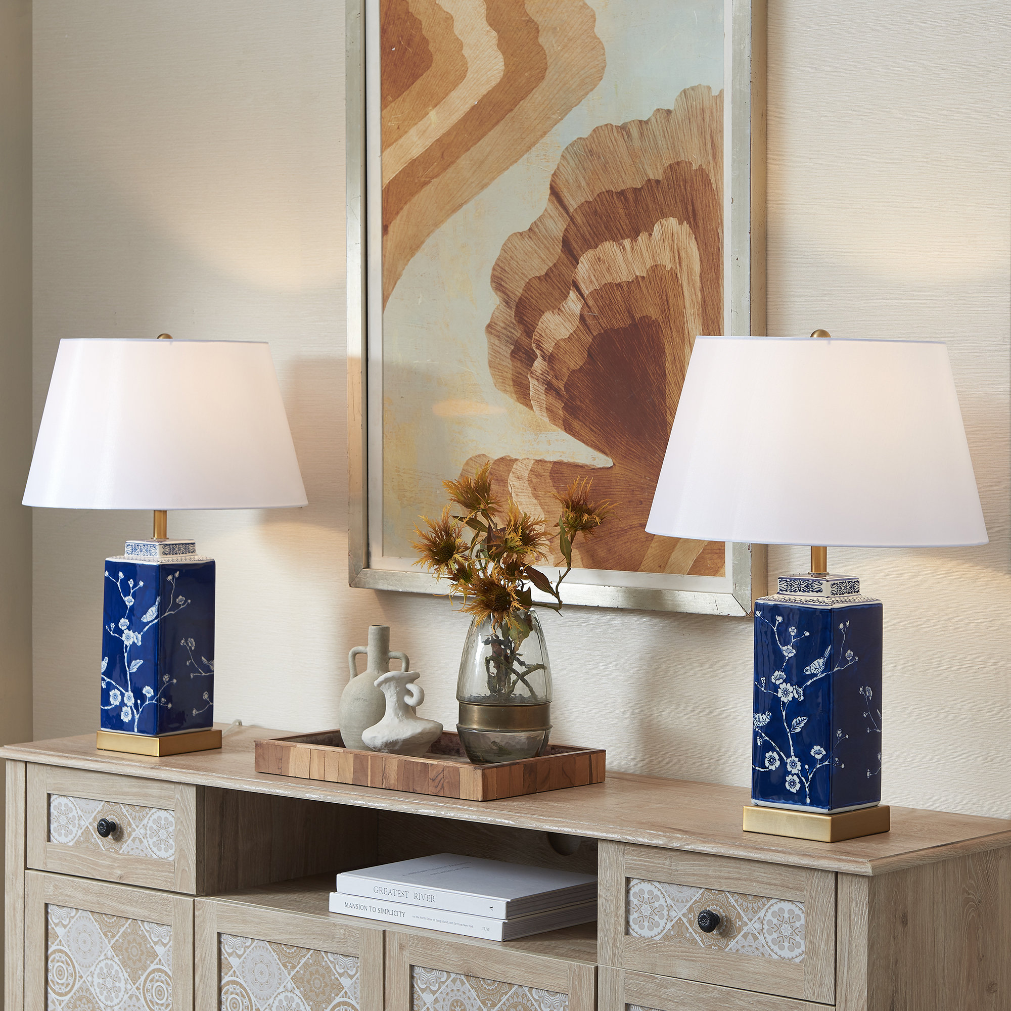 Willa Arlo Interiors Amata 23.5" Ceramic Dimmable Table Lamp Set With ...