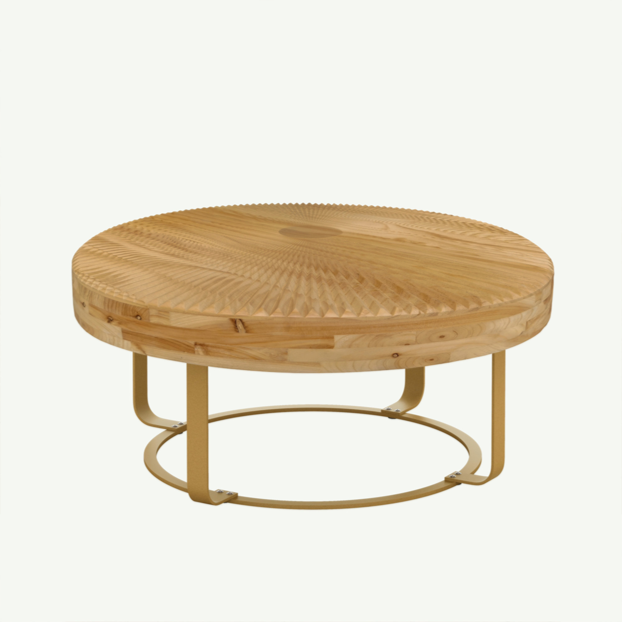 Latitude Run® Modern Round Coffee Table Wooden Carving Pattern Coffee ...