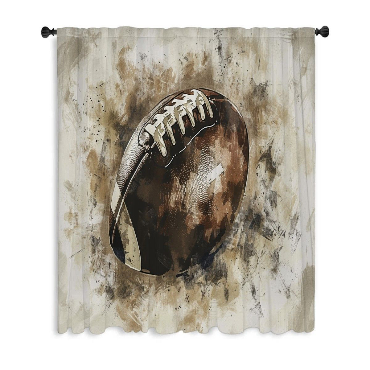 VisionDecor Football Window Curtains, Rugged Blockout & Sheer Curtains ...