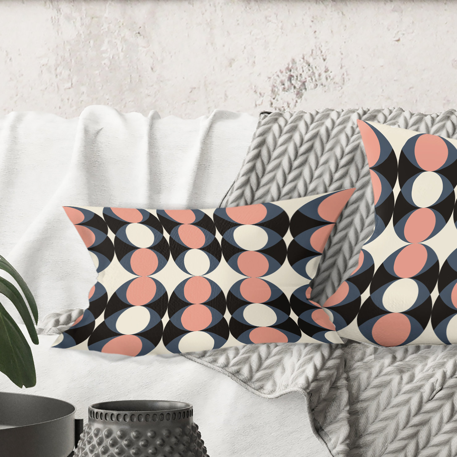 Design Art Retro Circular Pattern II - Mid-Century Modern Printed Throw ...