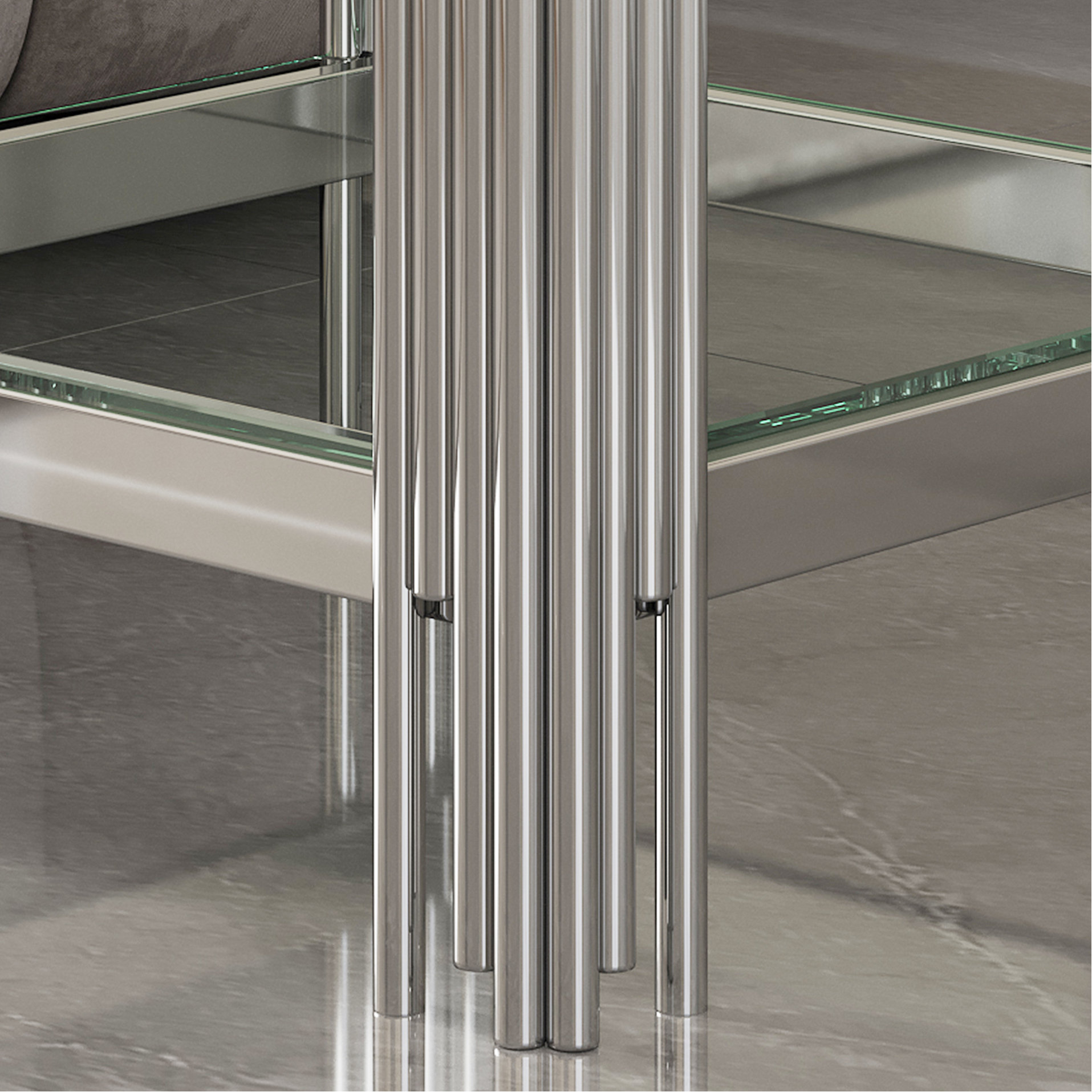 Everly Quinn Silver Metal Frame End Table With Glass Top - More Storage ...