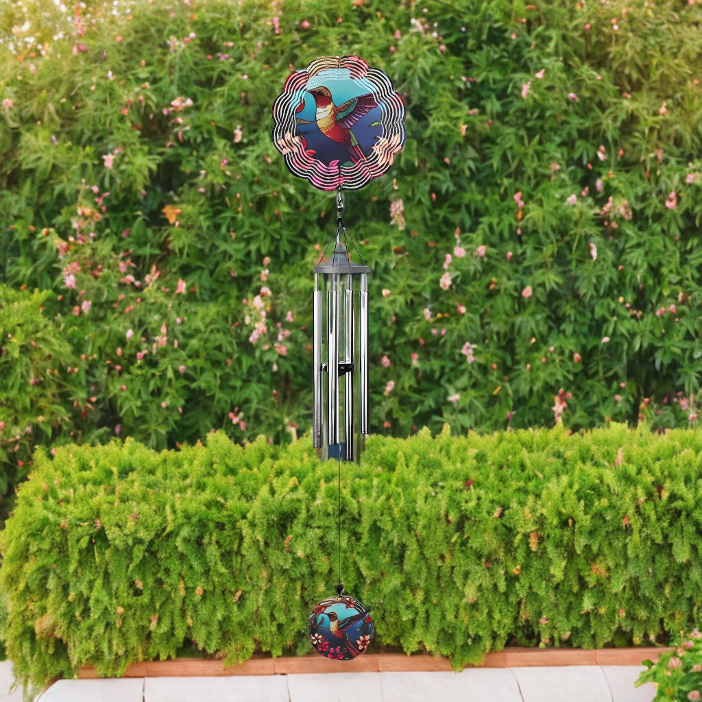 Arlmont & Co. 40" Long Hummingbird Ripple Illusion Wind Chime | Wayfair