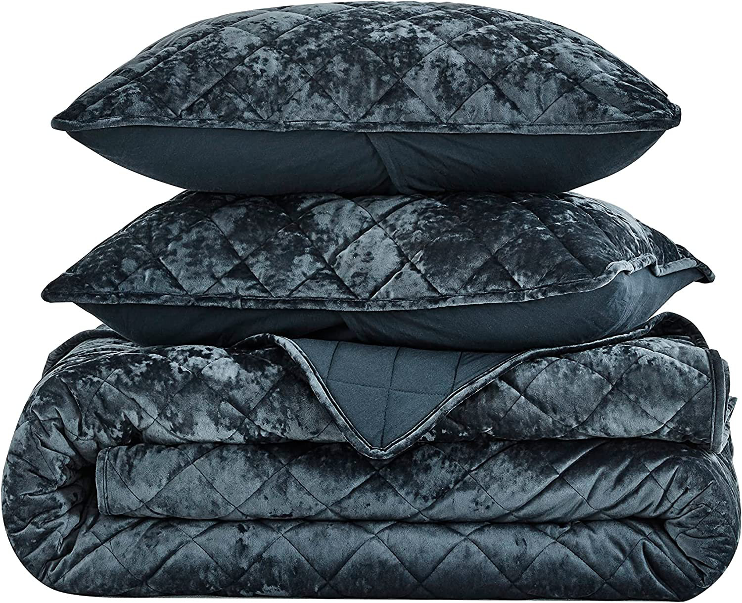 Chezmoi Collection Diamond Stitch Reversible Plush Distressed Velvet ...