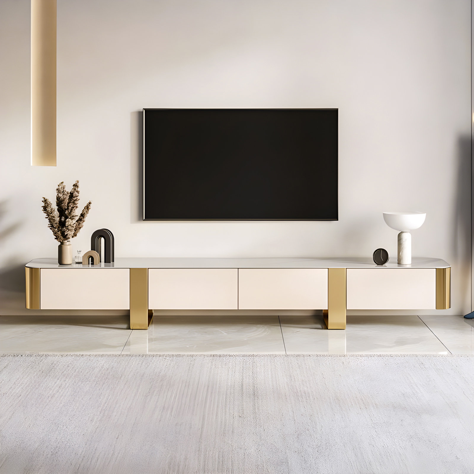 Everly Quinn Console multimédia Olenolin de 78,74 po de largeur avec ...