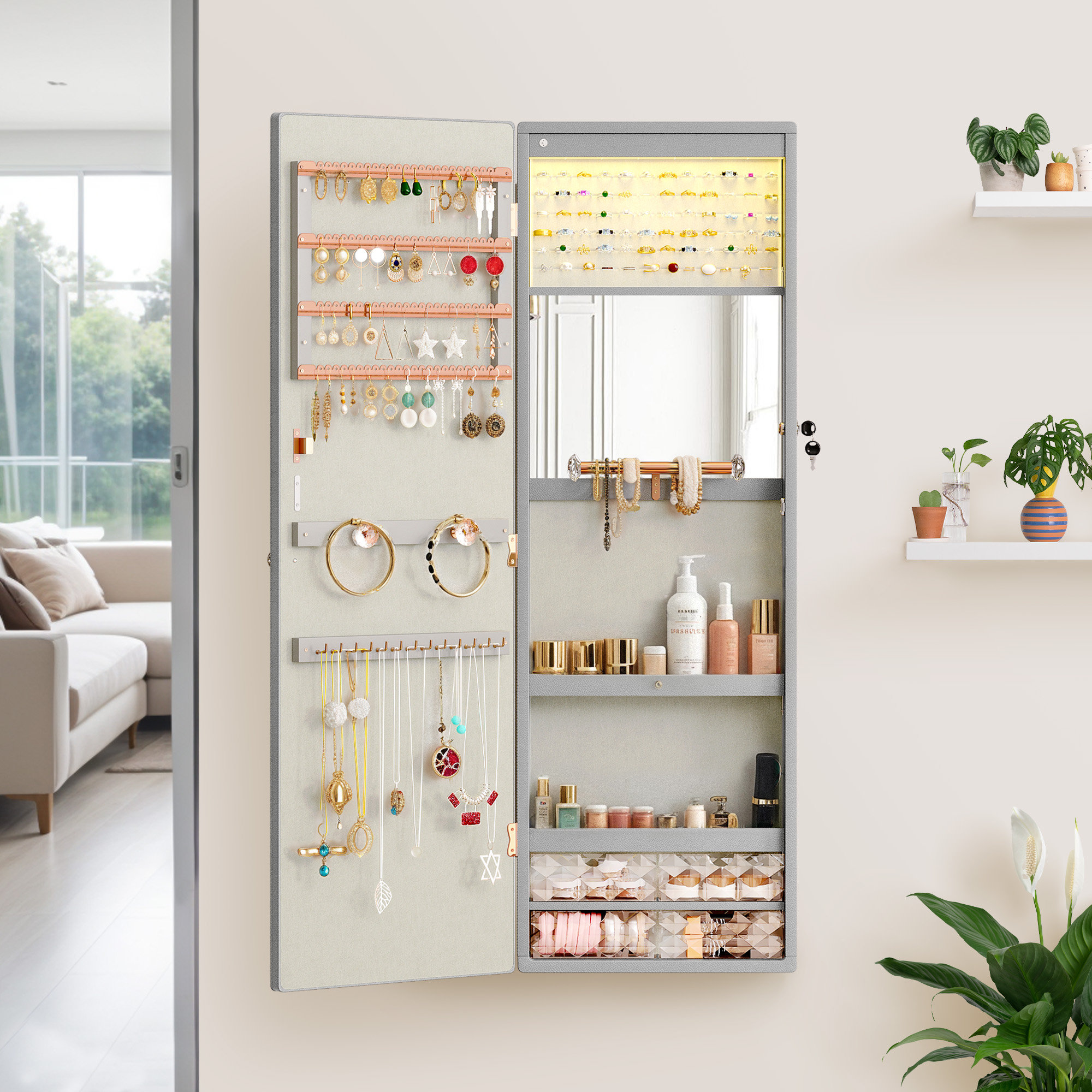 Ebern Designs Treigh 14.0'' Wide Wall Jewelry Armoire | Wayfair