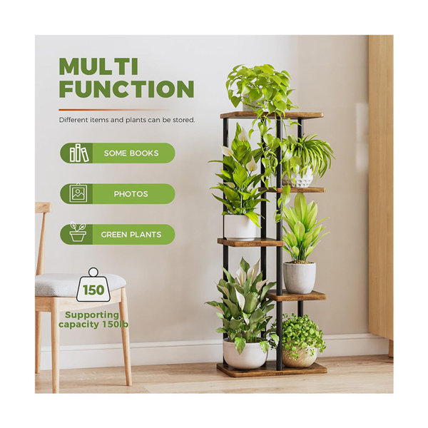 17 Stories Corner Plant Stand Indoor 5 Tier Metal Plant Shelf Plant ...