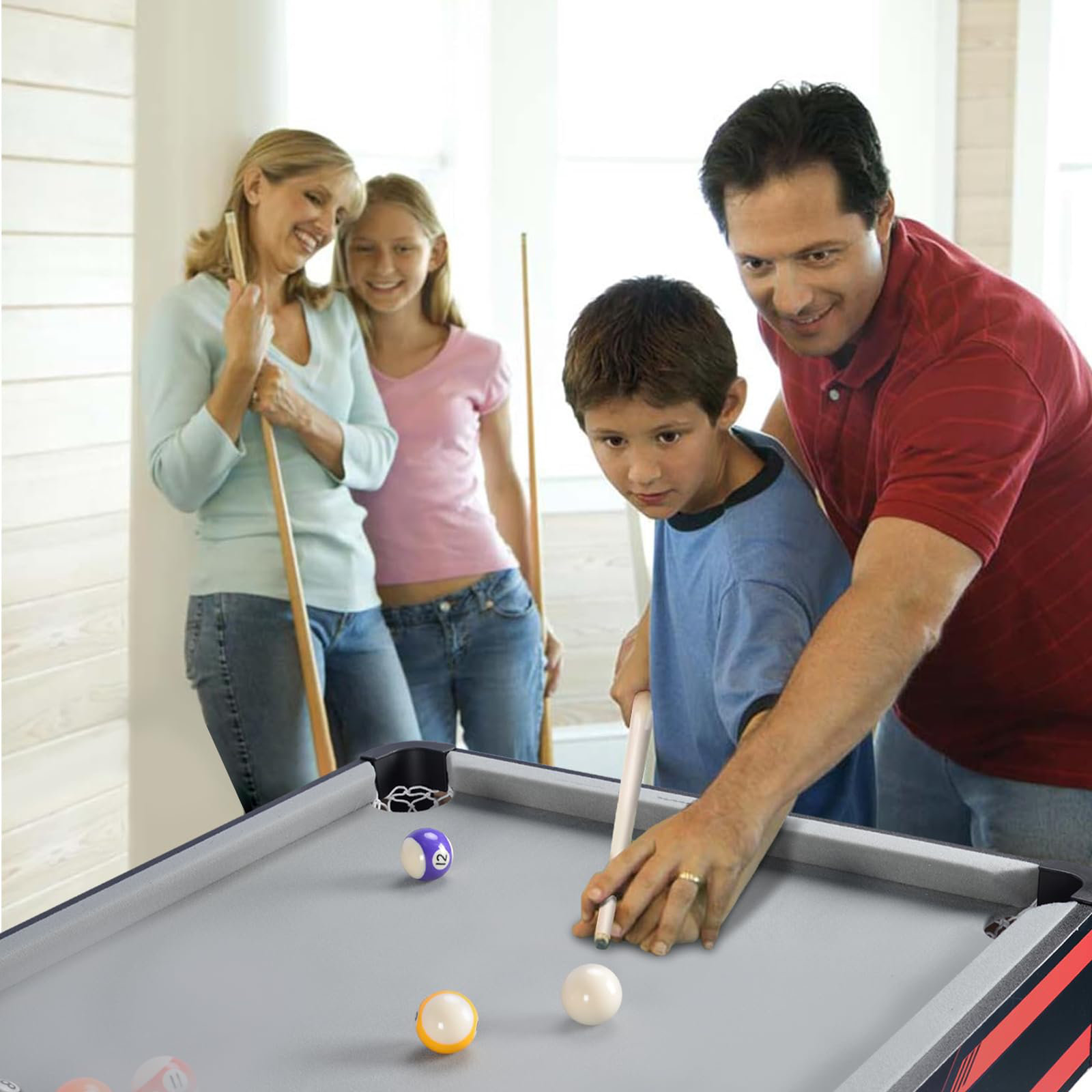 JETEHO 48" Pool Table, For Adults And Kids, Indoor & Outdoor For Family ...