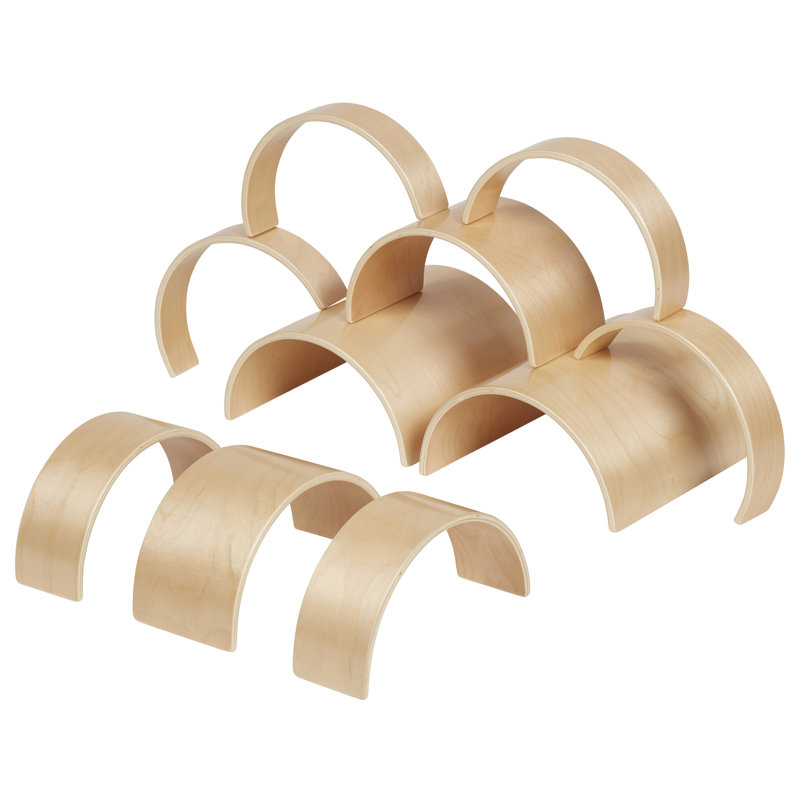 ECR4Kids Wooden Tunnels and Arches, Block Play, Natural, 10-Piece | Wayfair