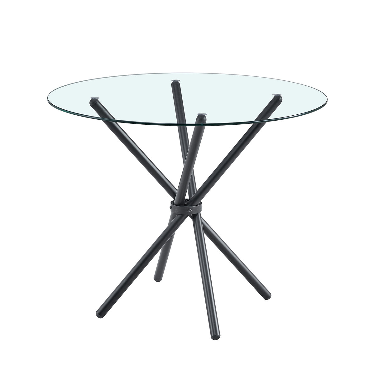 Wrought Studio™ A Circular Transparent Tempered Glass Round Table With ...