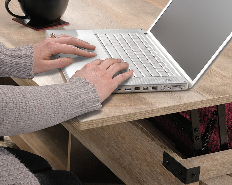 Millwood Pines Evelinda Modern Wood Lift-Top Coffee Table in Lintel Oak ...