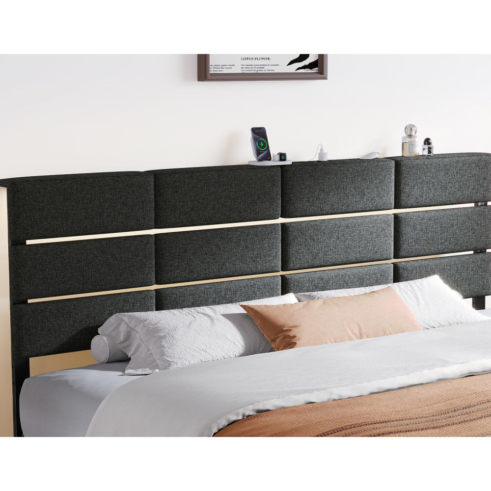 Ivy Bronx Upholstered Headboard, Adjustable Head Boards with LED Light ...