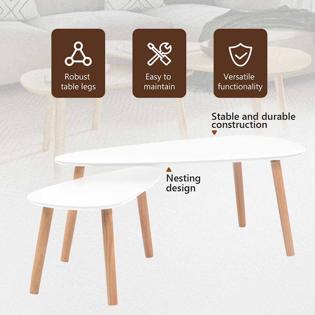 Ebern Designs Shebria vidaXL Nesting Coffee Table, Side Tables with ...