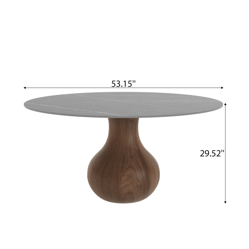 Orren Ellis Gray Farmhouse Pedestal Louree Round Kitchen Table | Wayfair