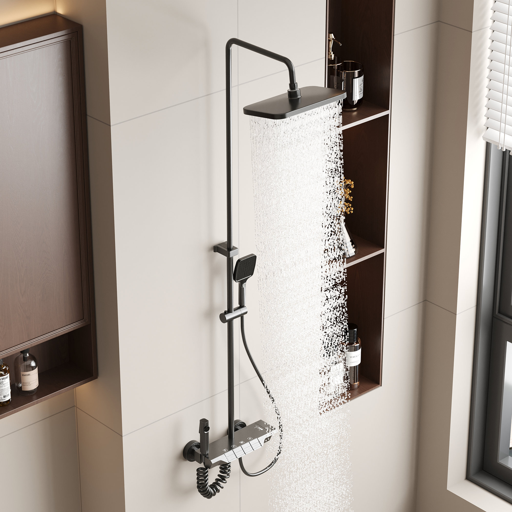 MoonQuake Rain Shower Combo With Aluminum Panel & Handheld Spray | Wayfair