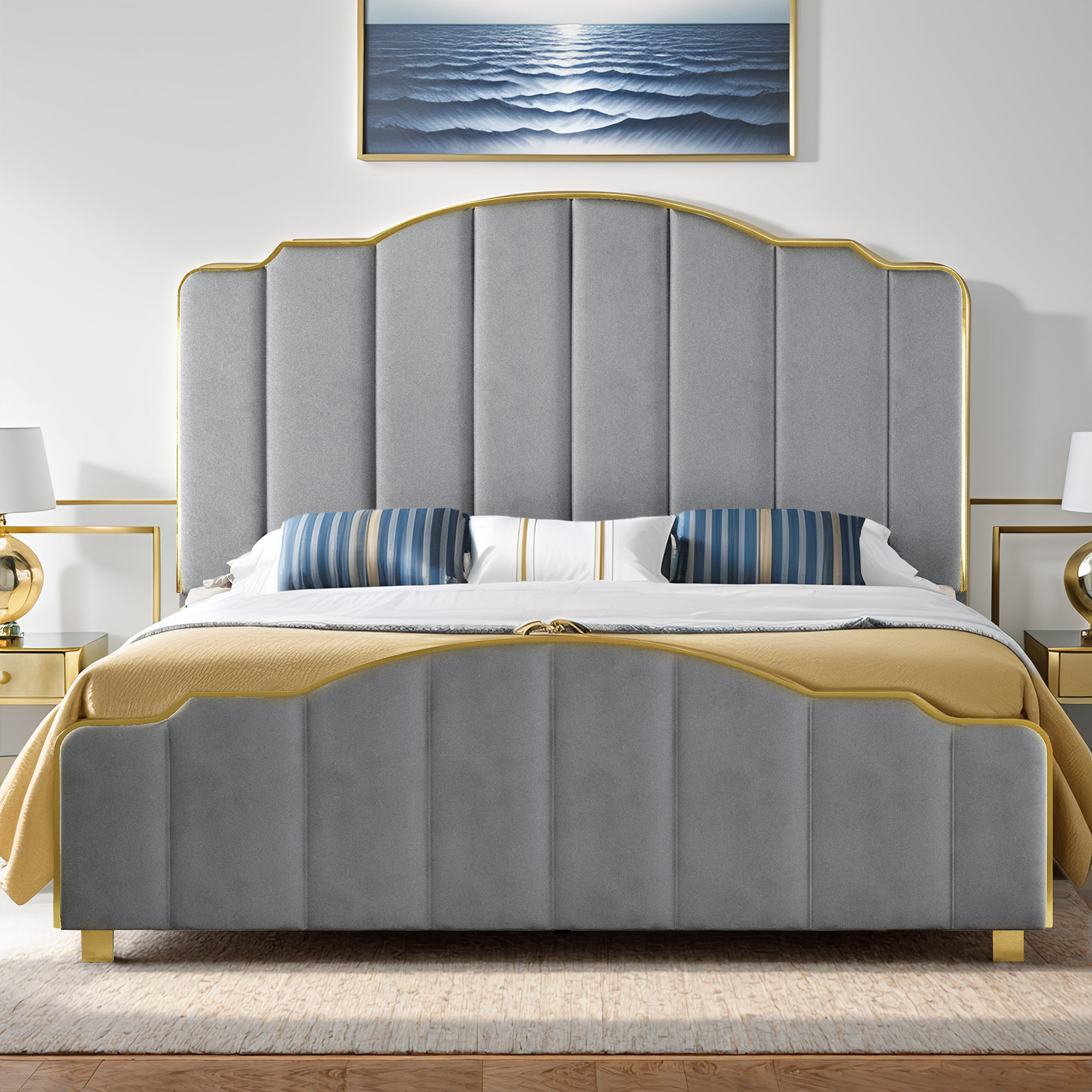 Mercer41 Upholstered Golden Plating Bed | Wayfair