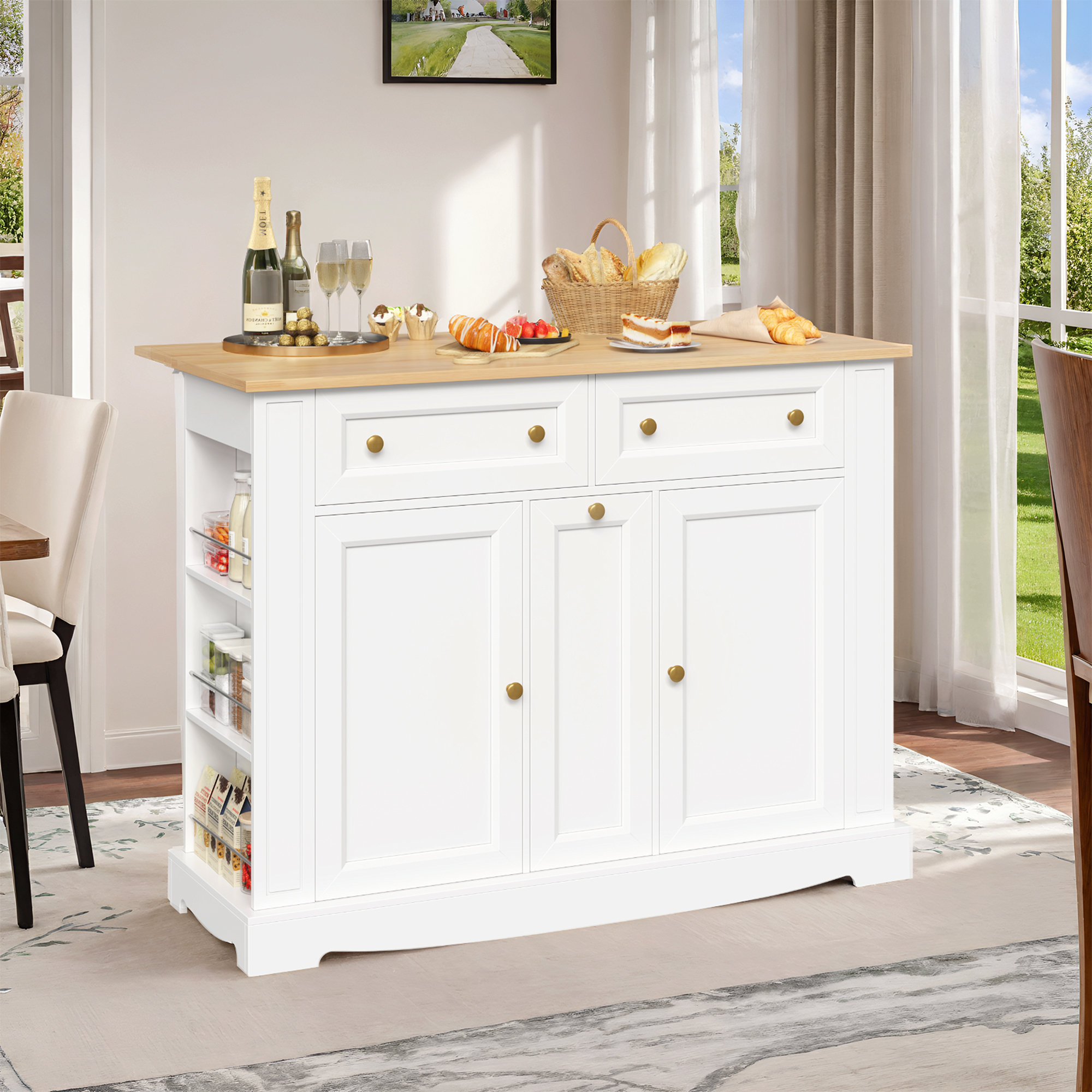 Latitude Run® Solid Wood Kitchen Island with Drop Leaf - Wayfair Canada