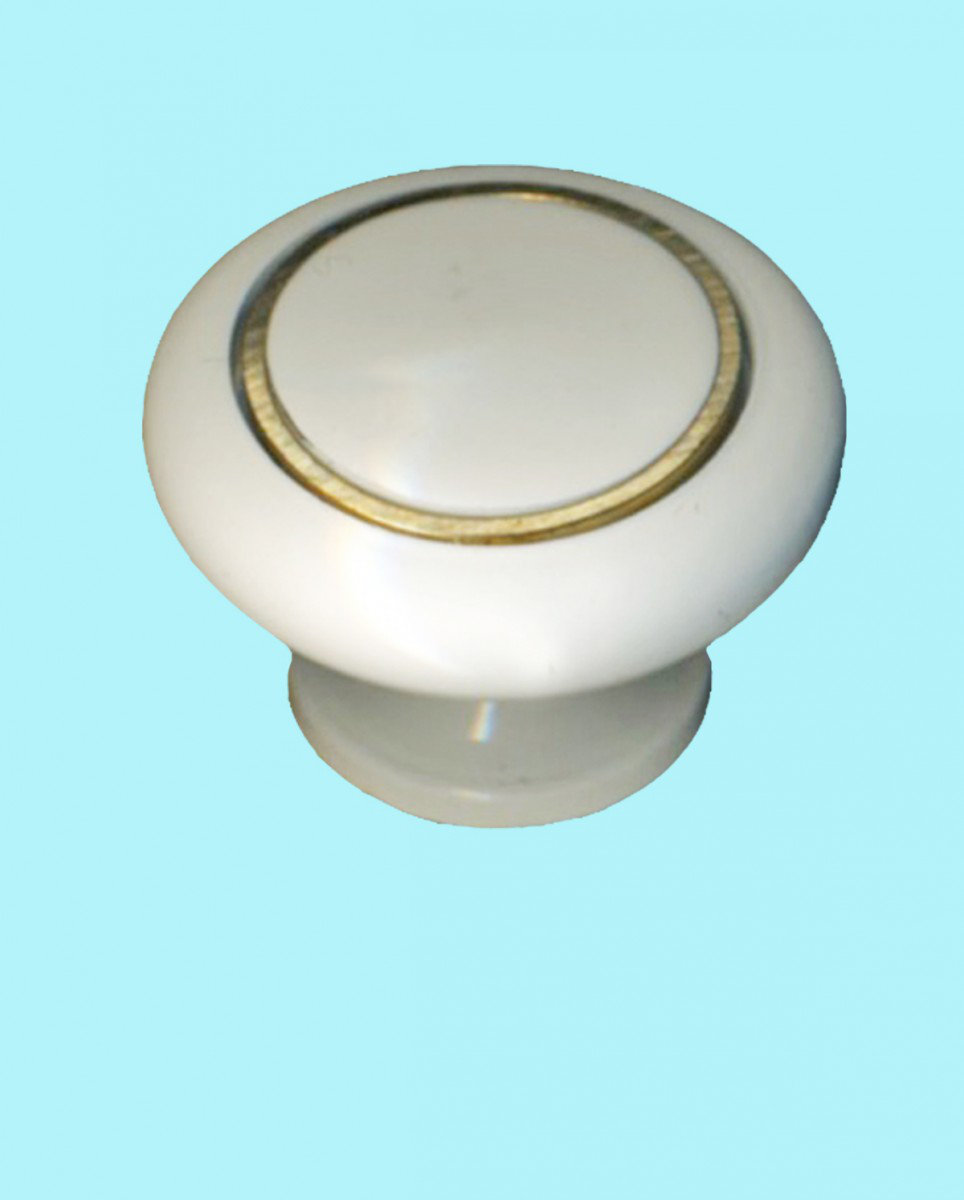The Renovators Supply Inc. Cabinet Knobs White Solid Brass Enamel 1 1/4 ...