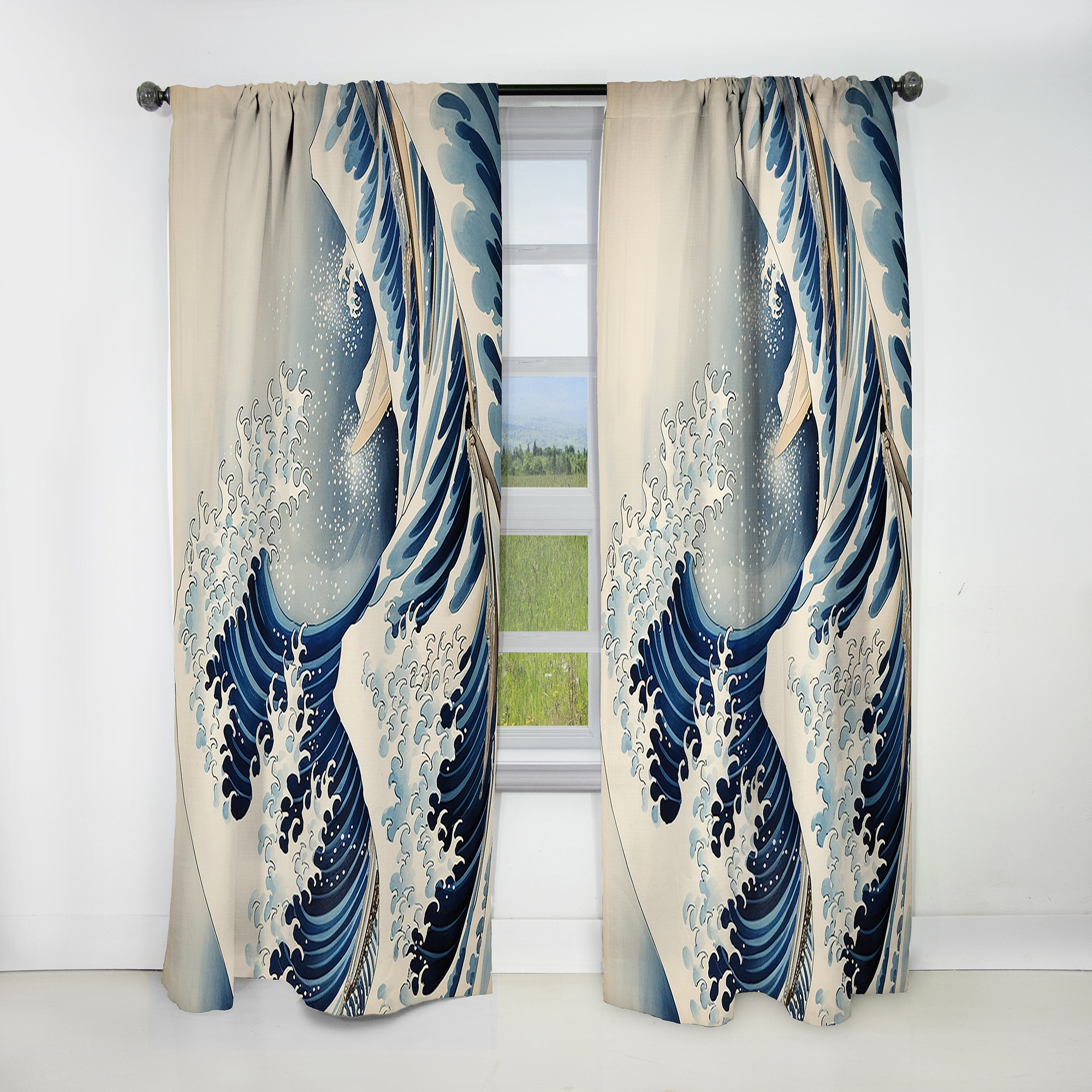 Design Art Masterpiece The Great Wave Of Kanagawa IV - Masterpiece Blackout Nature Curtain - 1 ...