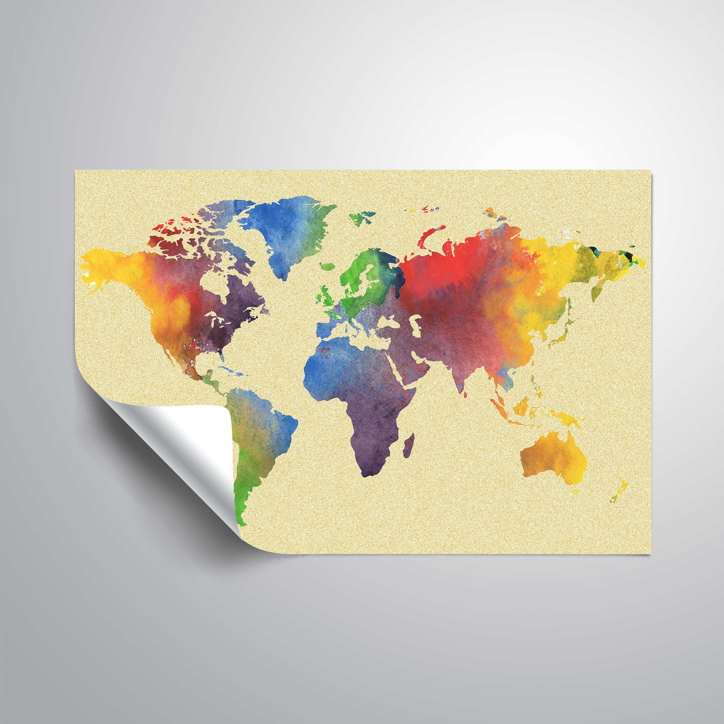 Ebern Designs Carlsen Vintage Rainbow World Map Removable Wall Decal ...