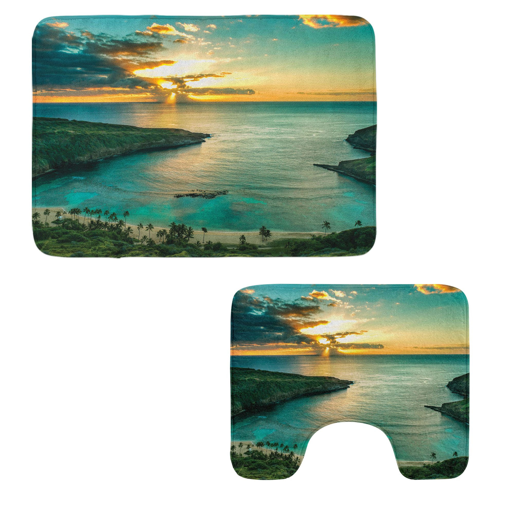 East Urban Home Hawaiian Bathroom Rug Set 2 Pieces Rectangle & Contour ...