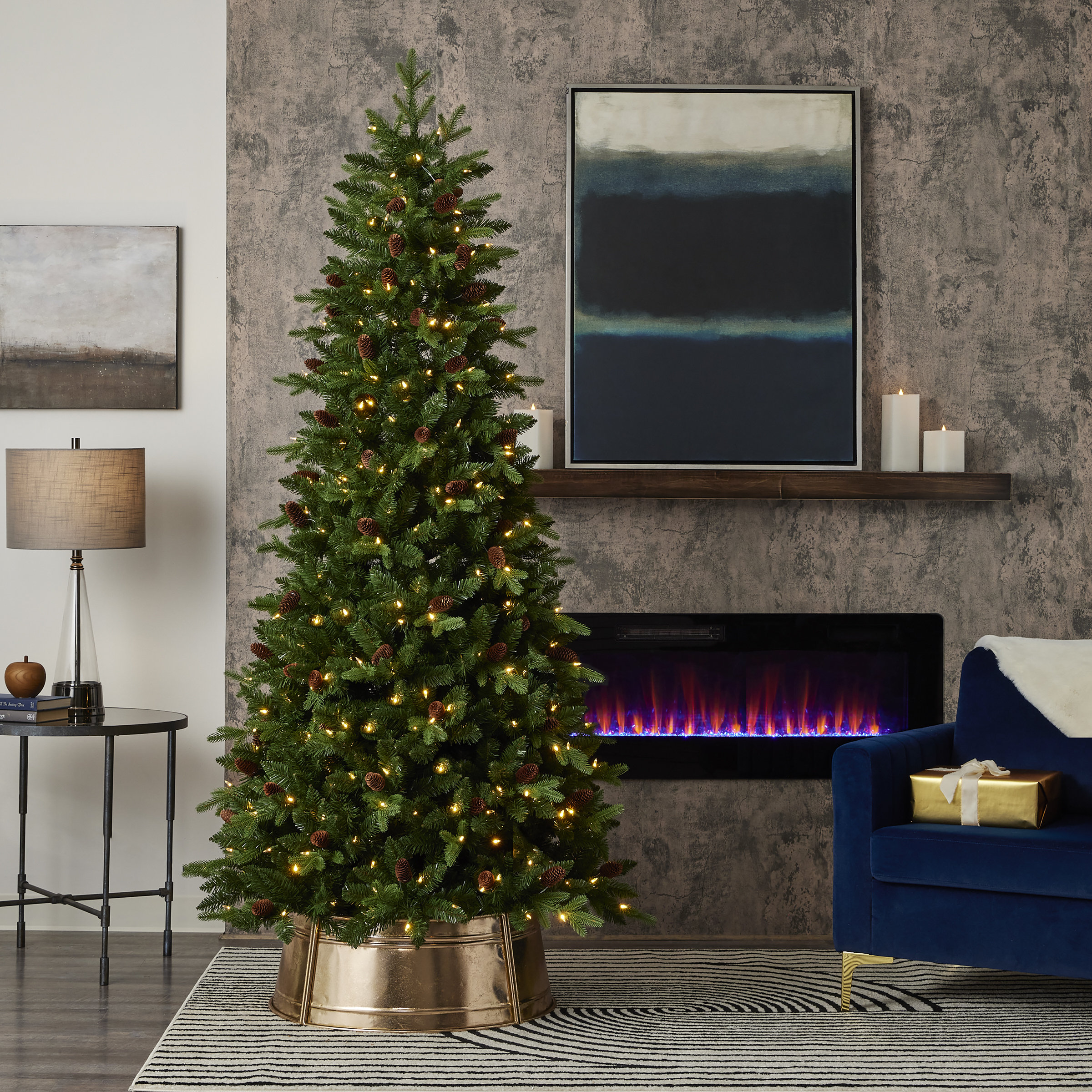 The Holiday Aisle® Canyon Ranch Fir Artificial Tree, Pre-Lit 620 Warm ...