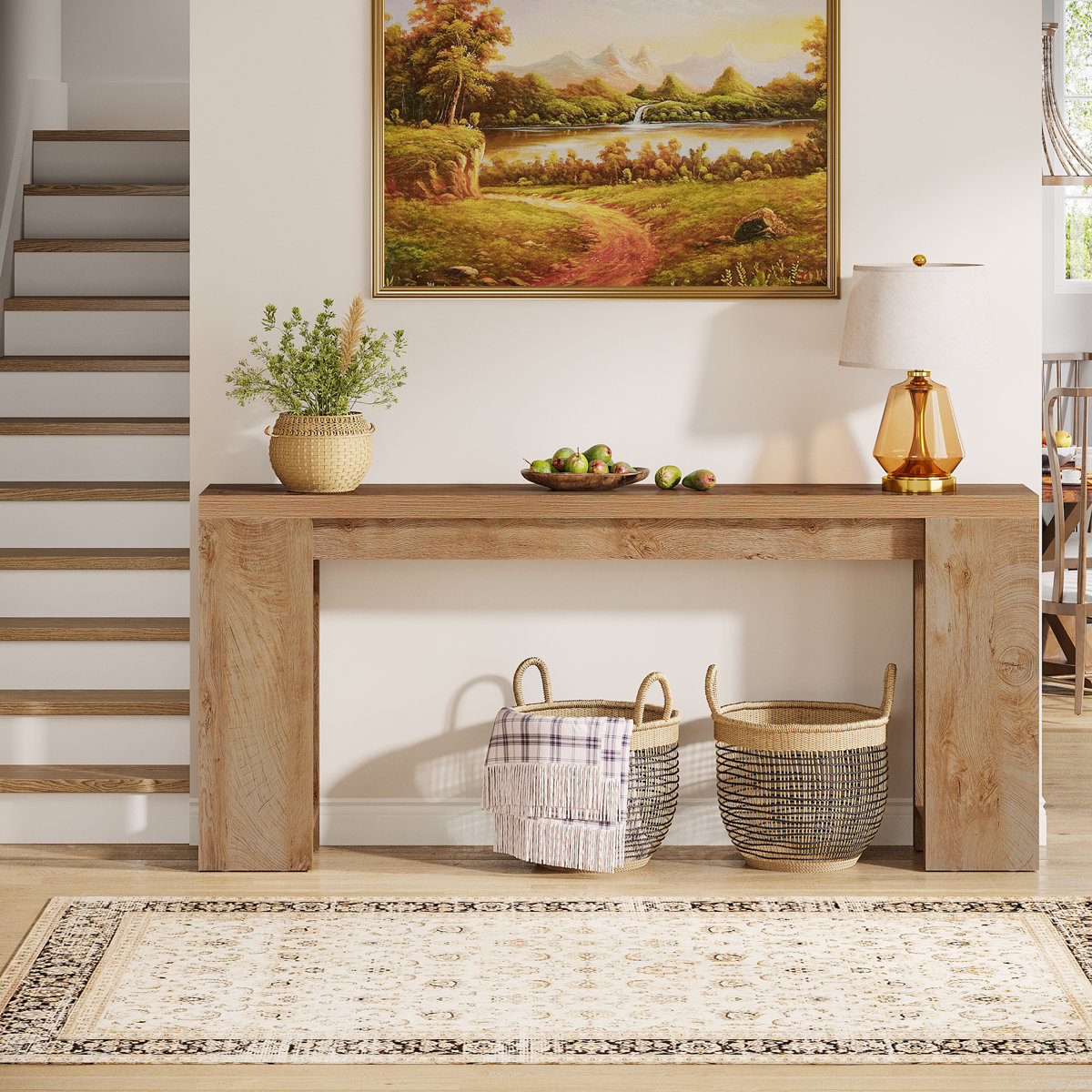 Millwood Pines Dyron Extra Long Farmhouse Console Table For Entryway ...