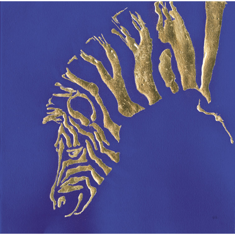 World Menagerie Gilded Zebra Indigo by Chris Paschke - Wrapped Canvas ...