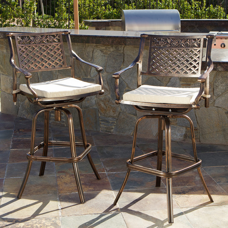 Astoria Grand Ragon Patio Bar Stool with Cushion & Reviews | Wayfair