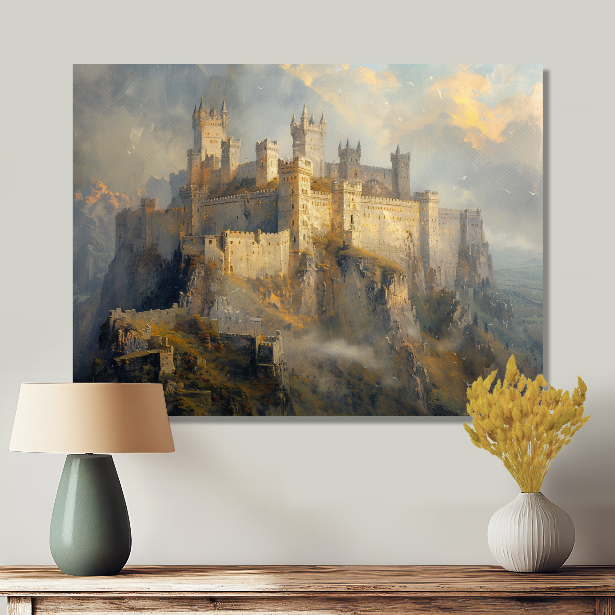Design Art Grey Beige Autumn Medival French Castle II - Castles Wall ...