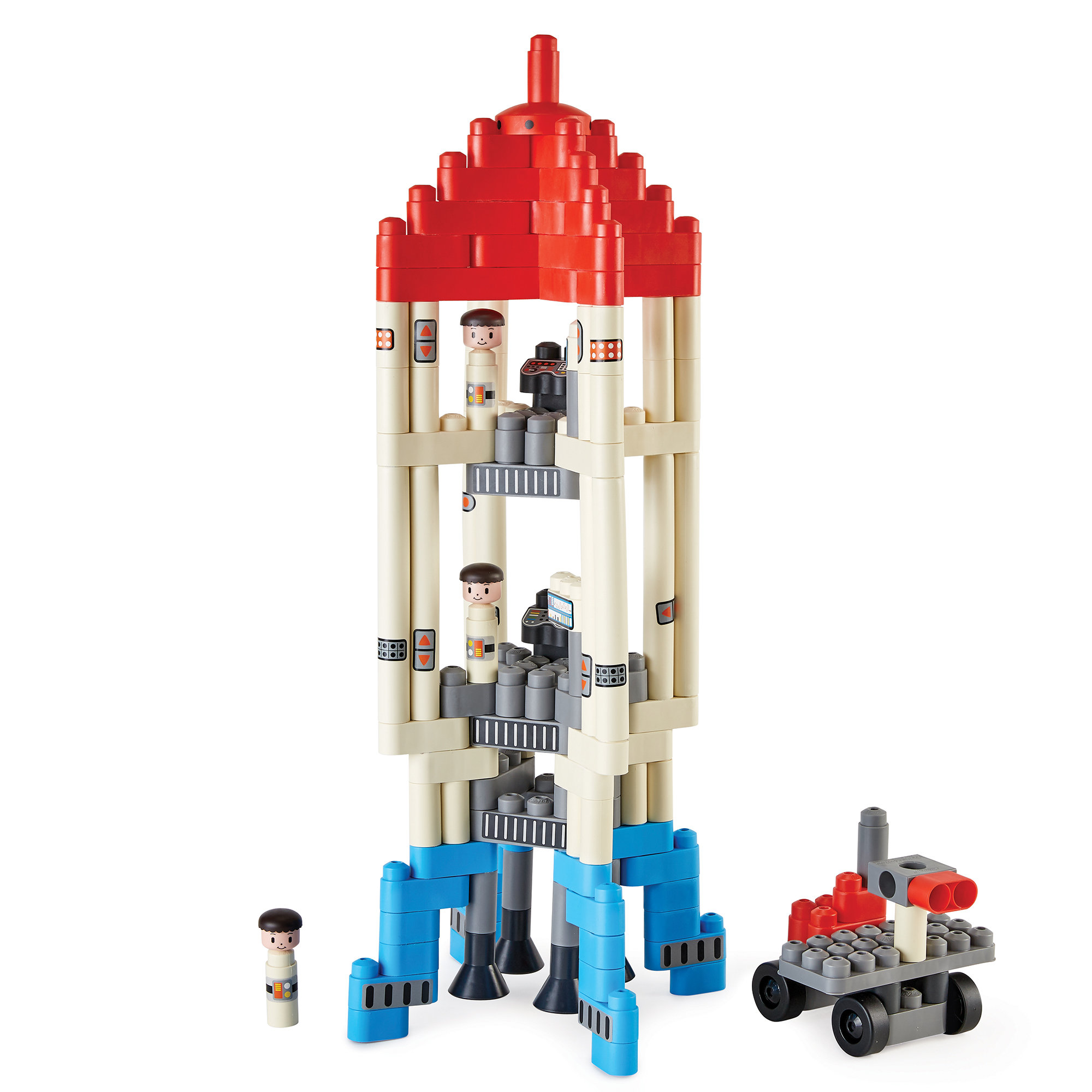 Hape: PolyM: Adventure Rocket - Red-Blue-White - 138pc Building Block ...